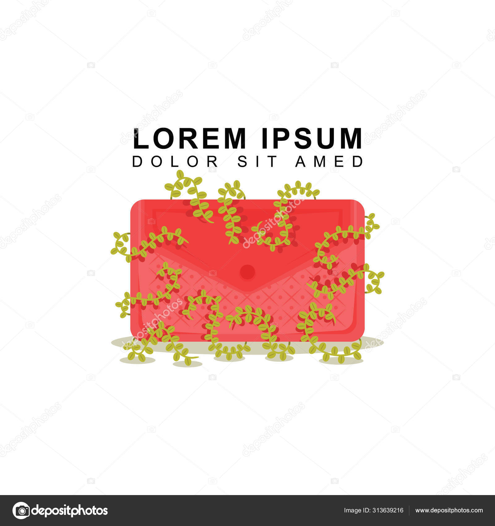 Pink Bag Logo Ornamentation Green Plants Made Clothing Companies ...