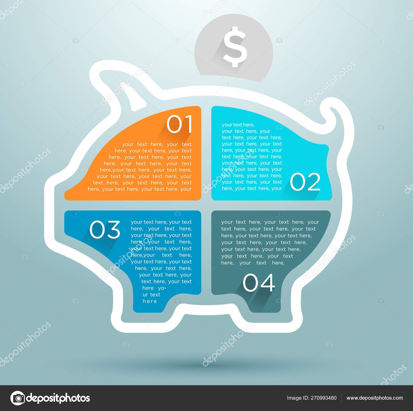 Infographic Flat Piggy Bank Numbers Design Stock Vector Image by ...