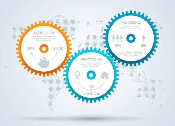 Infographic Point Business Diagram World Map Стоковый вектор ...