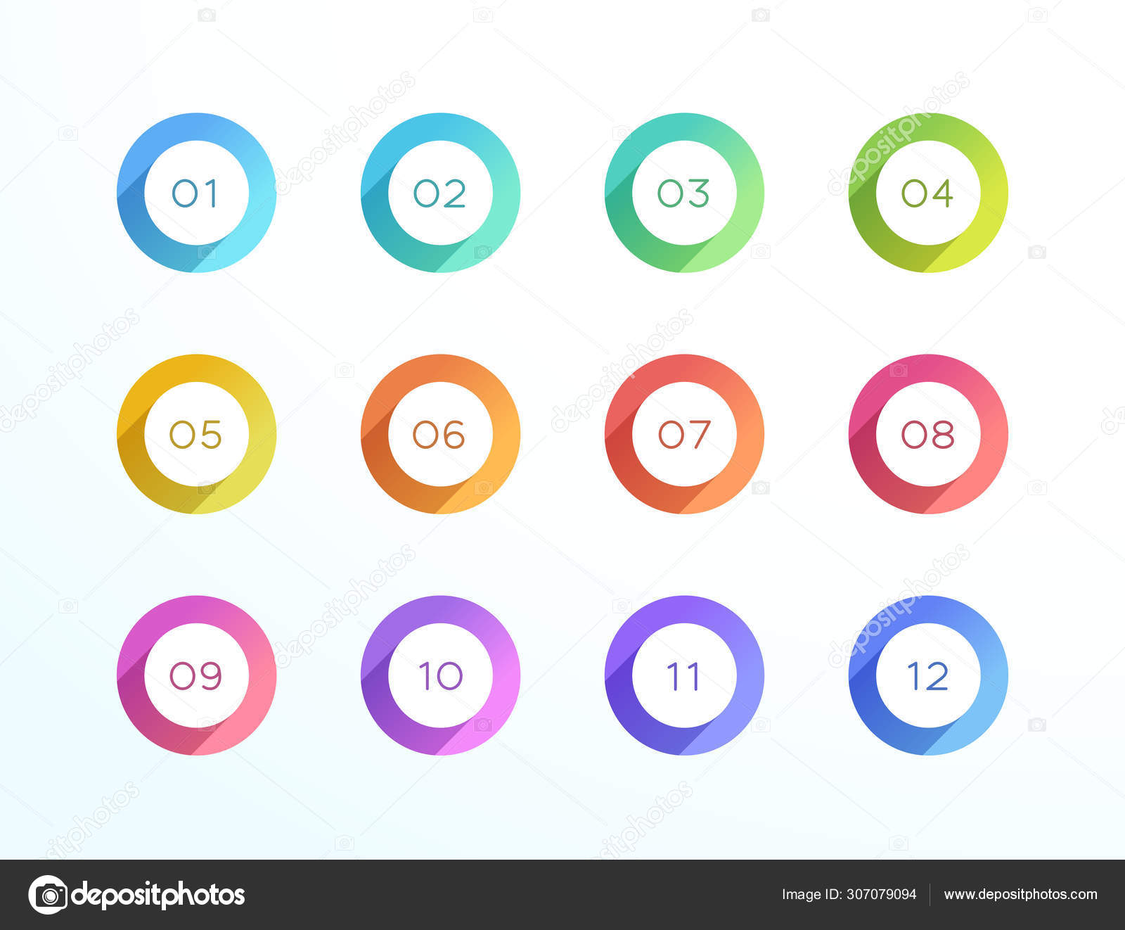 Image vectorielle Nombre Bullet Point Circle Flat Shadow Icon Vector ...