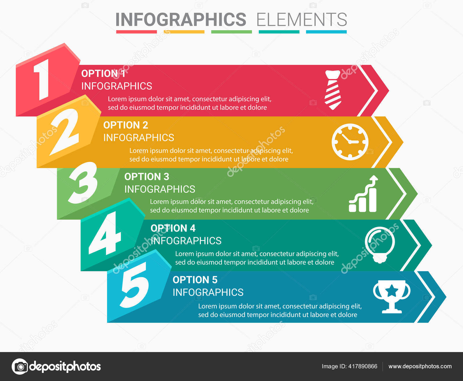 Infographics Element Abstract Design Number Top Five List Template ...