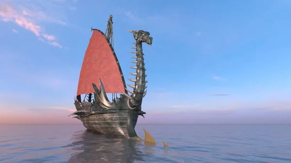 Dragon Boat Rendering Dragon Boat — Stock Photo © TsuneoMP #196822276