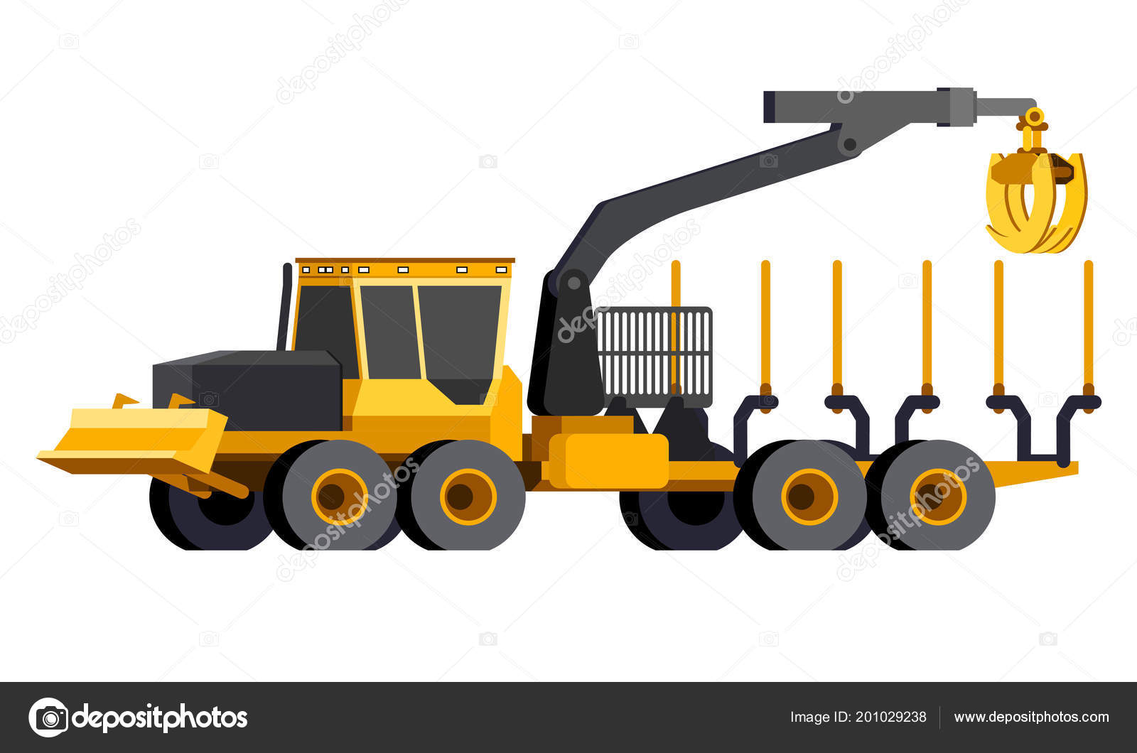 Minimalistic Icon Log Forwarder Front Side View Log Crane Vehicle Stock ...