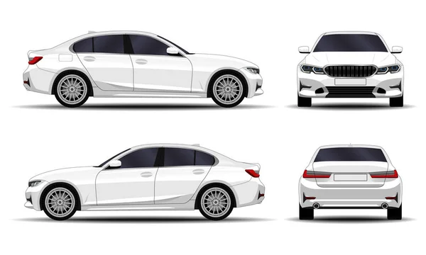 Realistic Car Hatchback Front View Side View Back View Stock Vector by ...