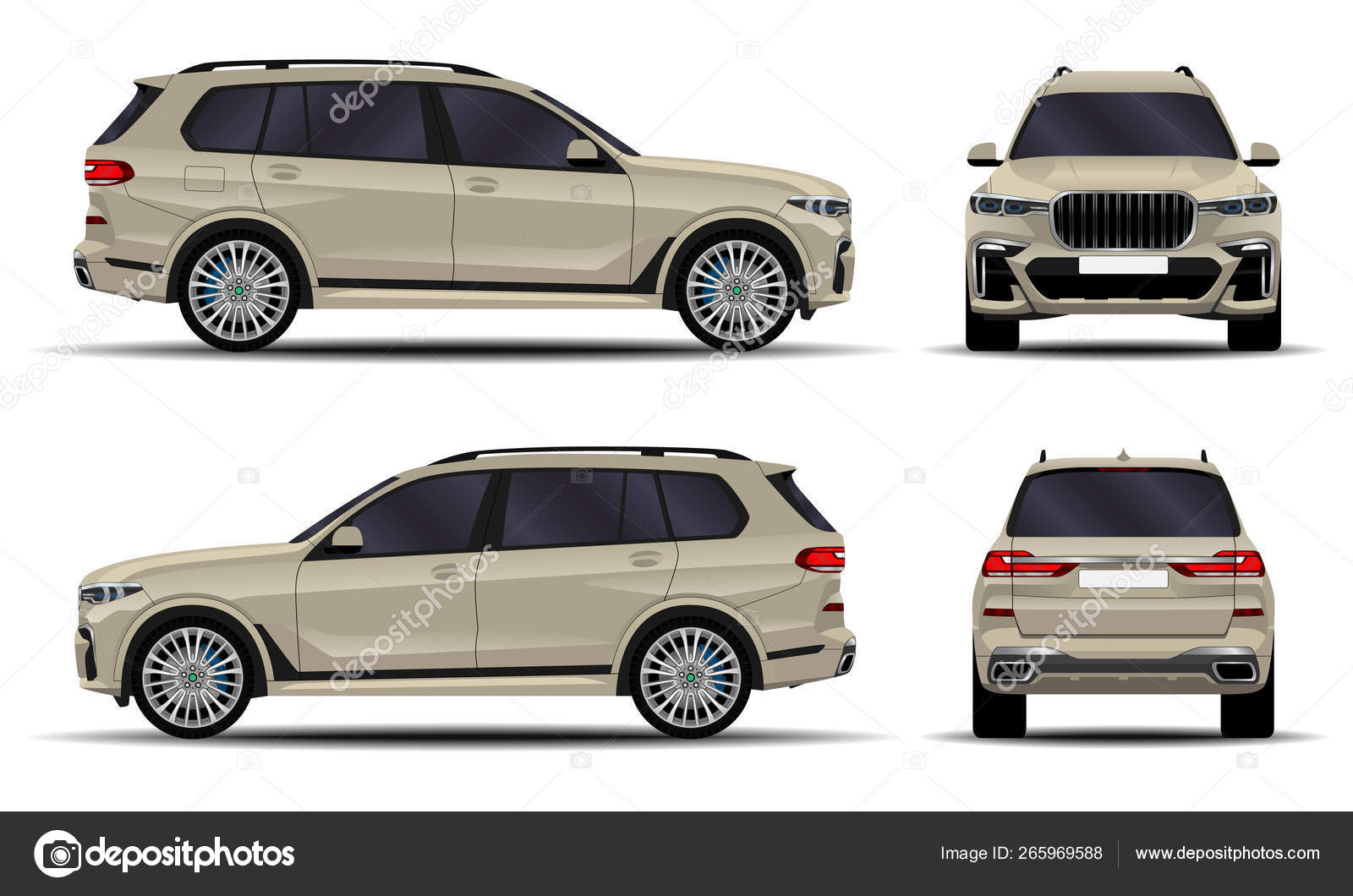 Realistic Suv Car Front View Side View Back View Stock Vector Image by ...