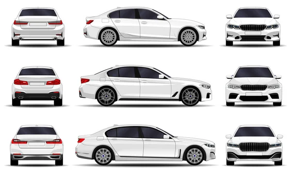 Realistic Car Sedan Front View Side View Back View Stock Vector by ...