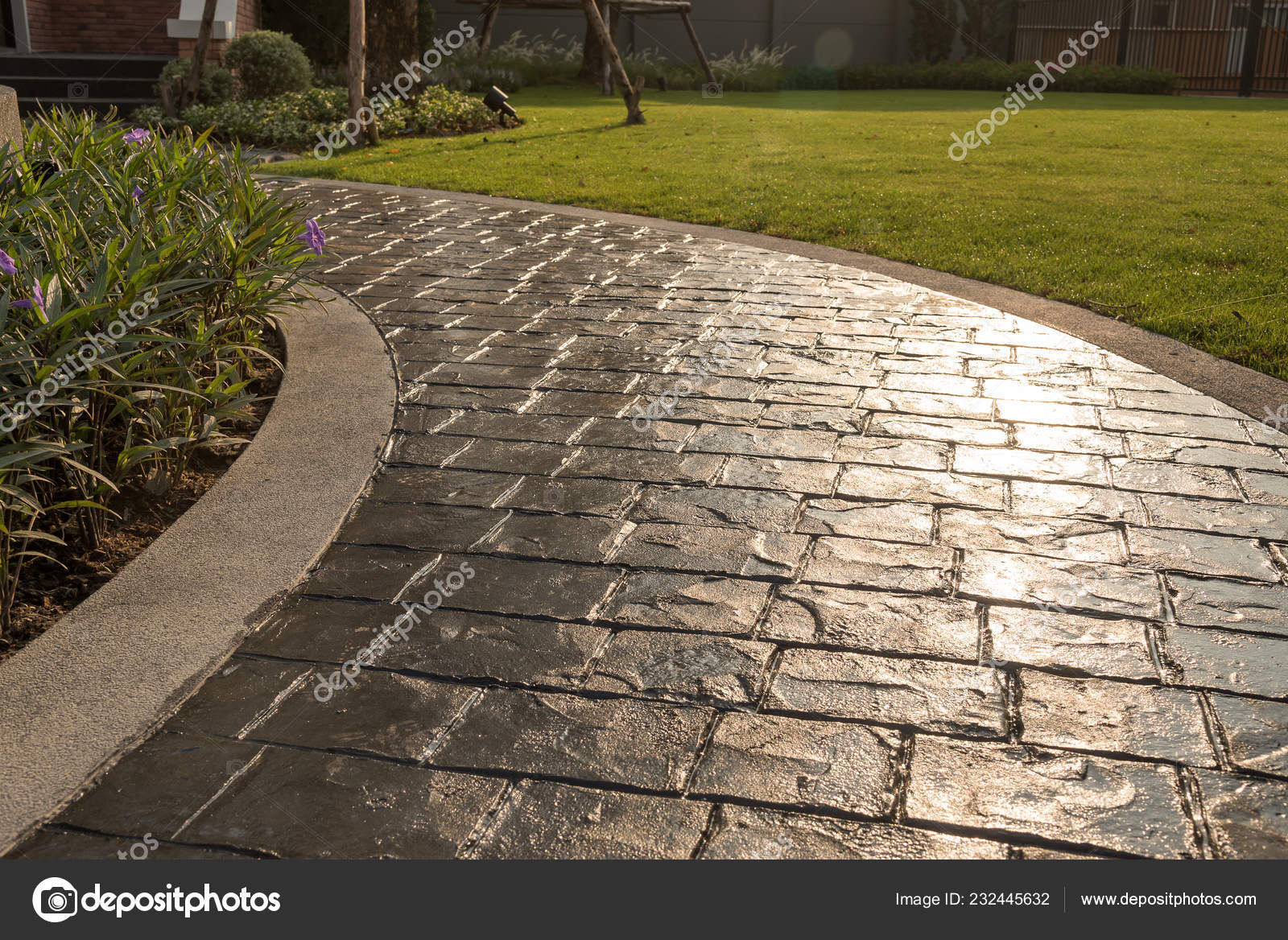 Stamp Concrete Texture Pattern Background Reflection Sunlight Floor ...
