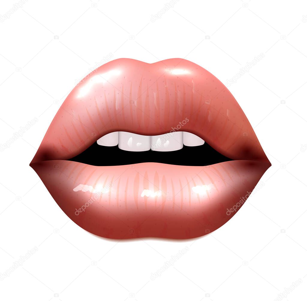 Los labios de las mujeres en el estilo de moda realista 3d, boca ...