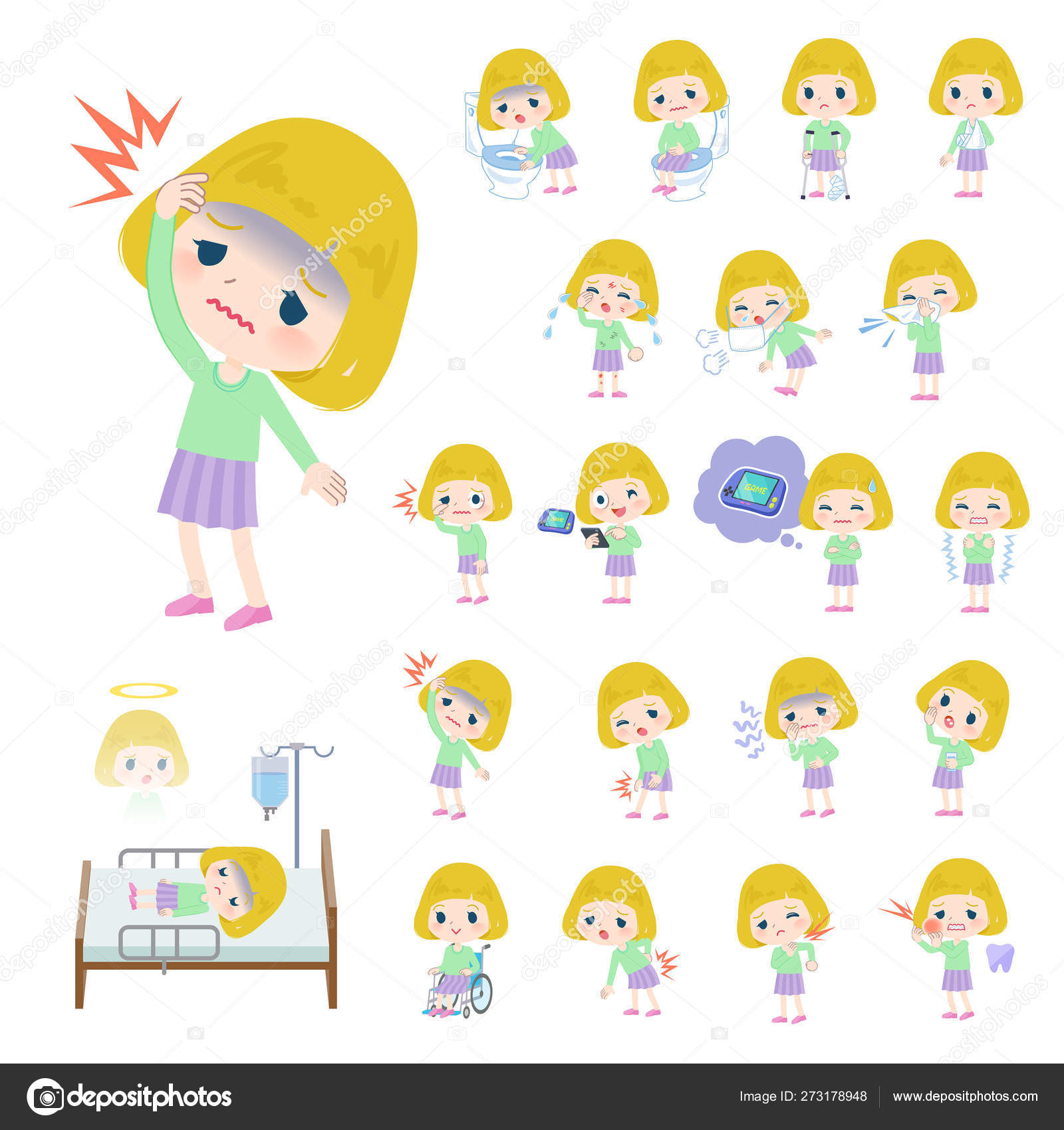 Blond hair girl_sickness Stock Vector Image by ©seijiroooooooooo #273178948
