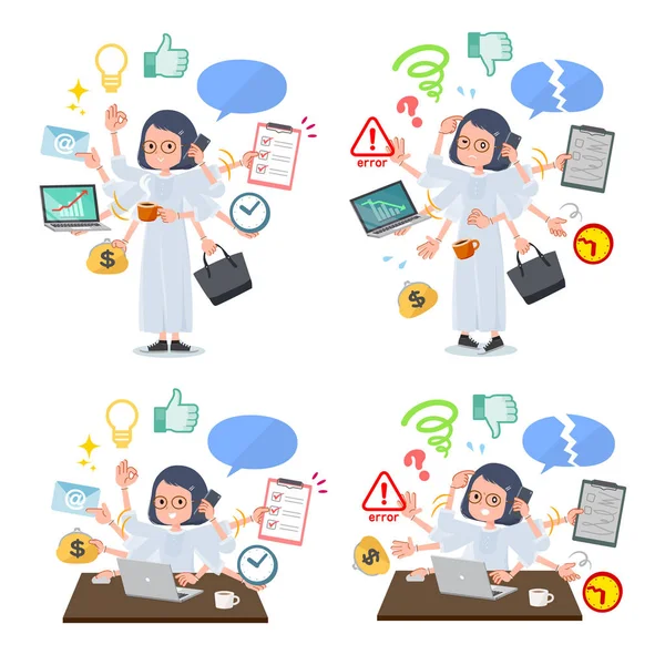 Set Women Who Perform Multitasking Office Things Smoothly Pattern Panic ...