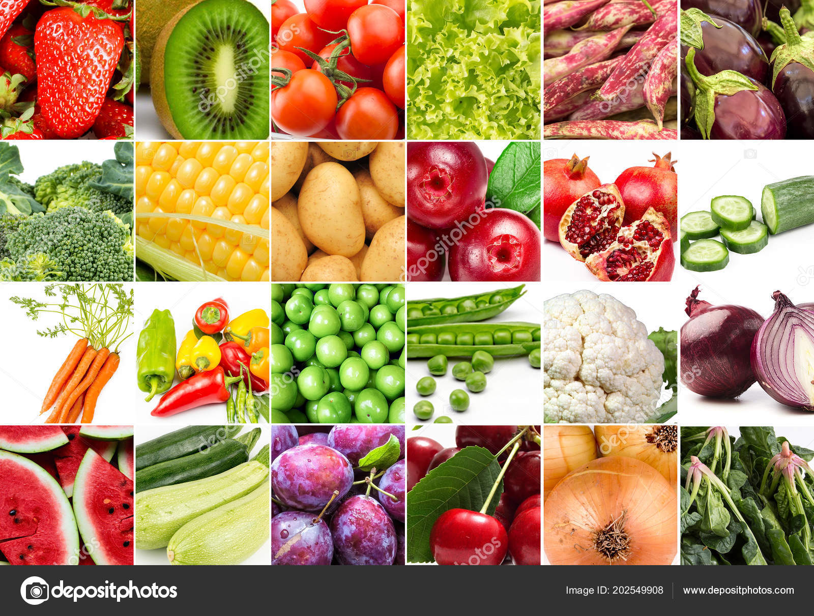 Collage De Frutas Y Verduras