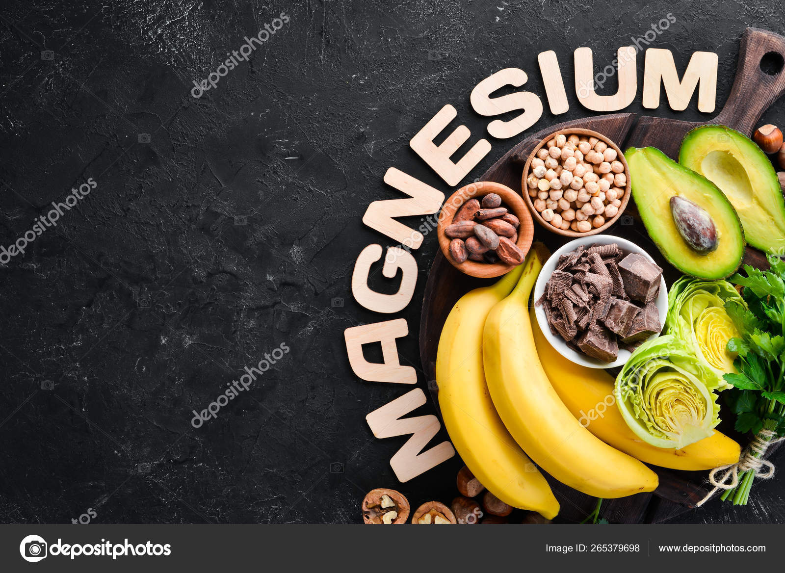 Foods Containing Natural Magnesium Chocolate Banana Cocoa Nuts Avocados ...