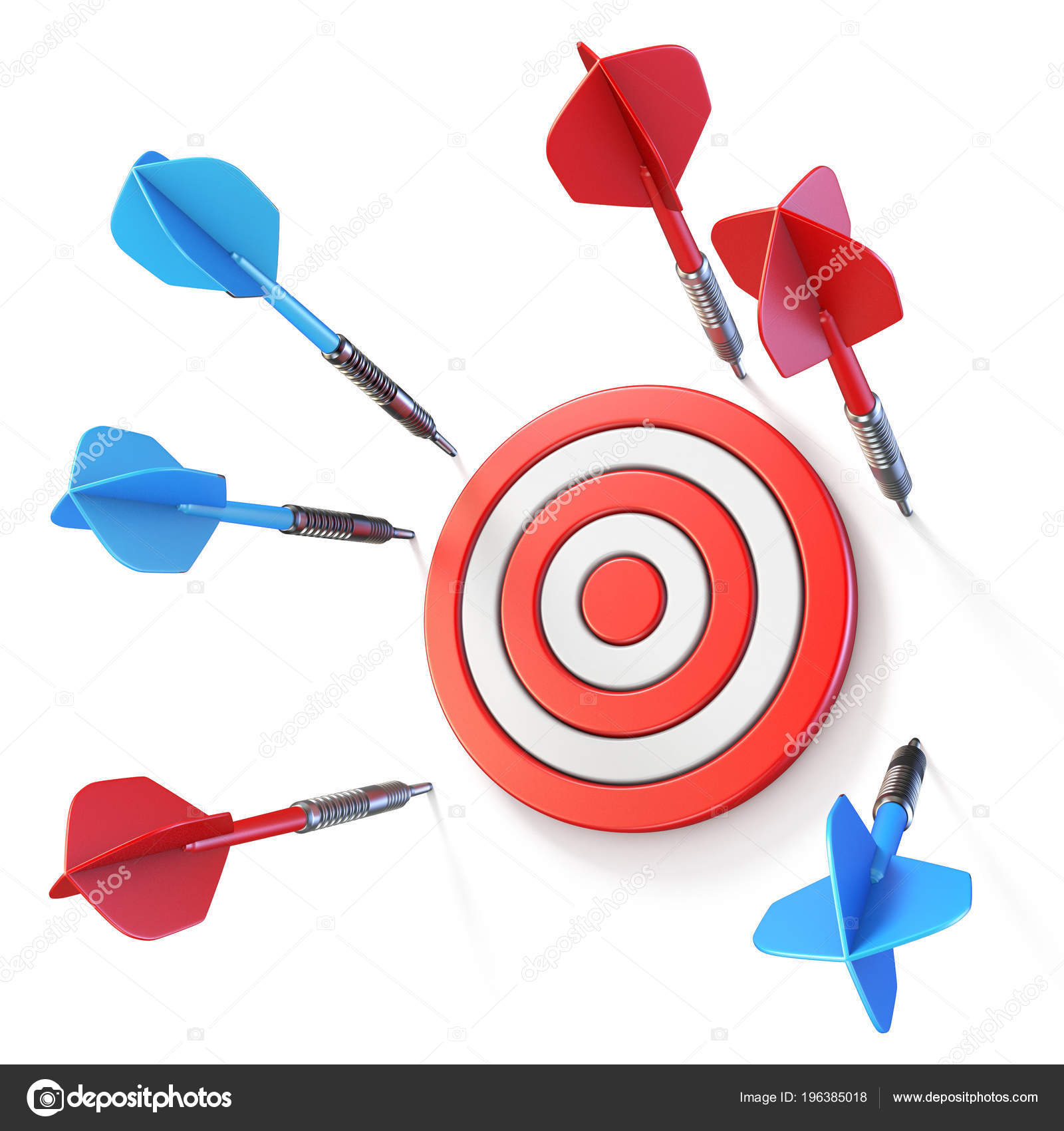 Blue Red Dart Miss Target Side View Rendering Illustration Isolated