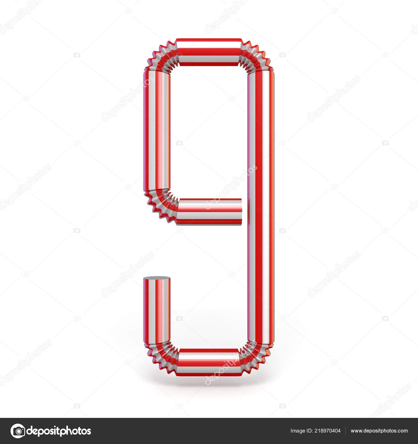 Drinking Straw Number Nine Render Illustration Isolated White ...