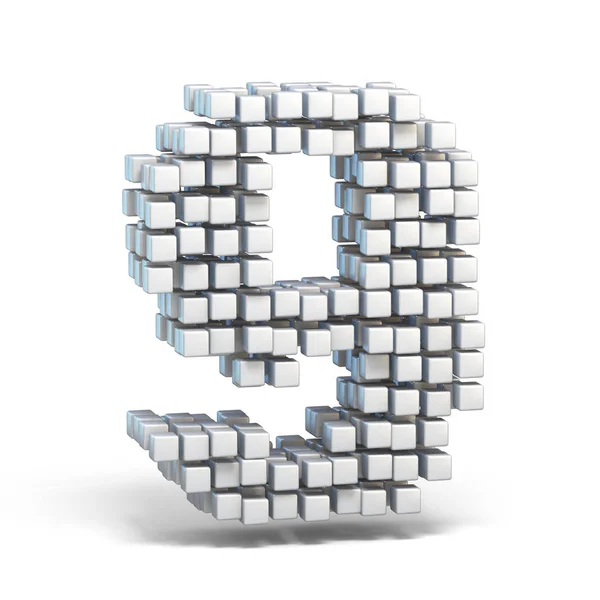 White Cube Pixel Font Number Eight Render Illustration Isolated White ...