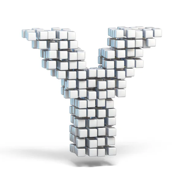 White Voxel Cubes Font Number Five Render Illustration Isolated White ...