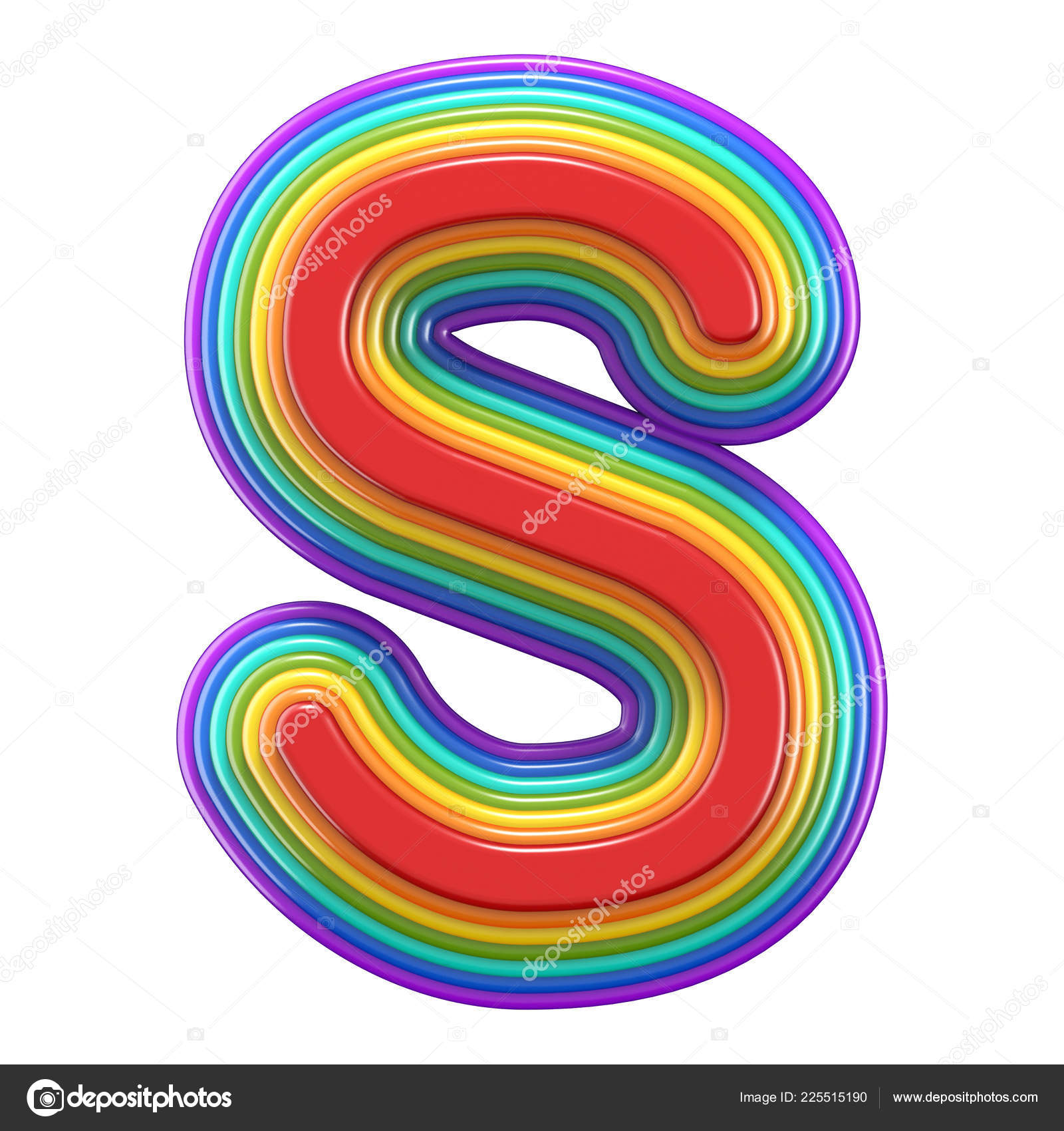 Concentric Rainbow Font Letter Rendering Illustration Isolated White ...
