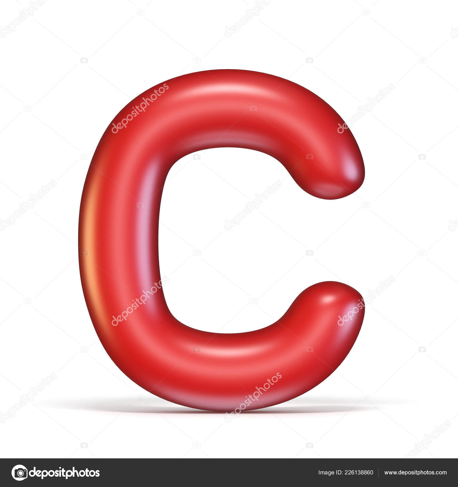 Red Glossy Font Letter Rendering Illustration Isolated White Background ...