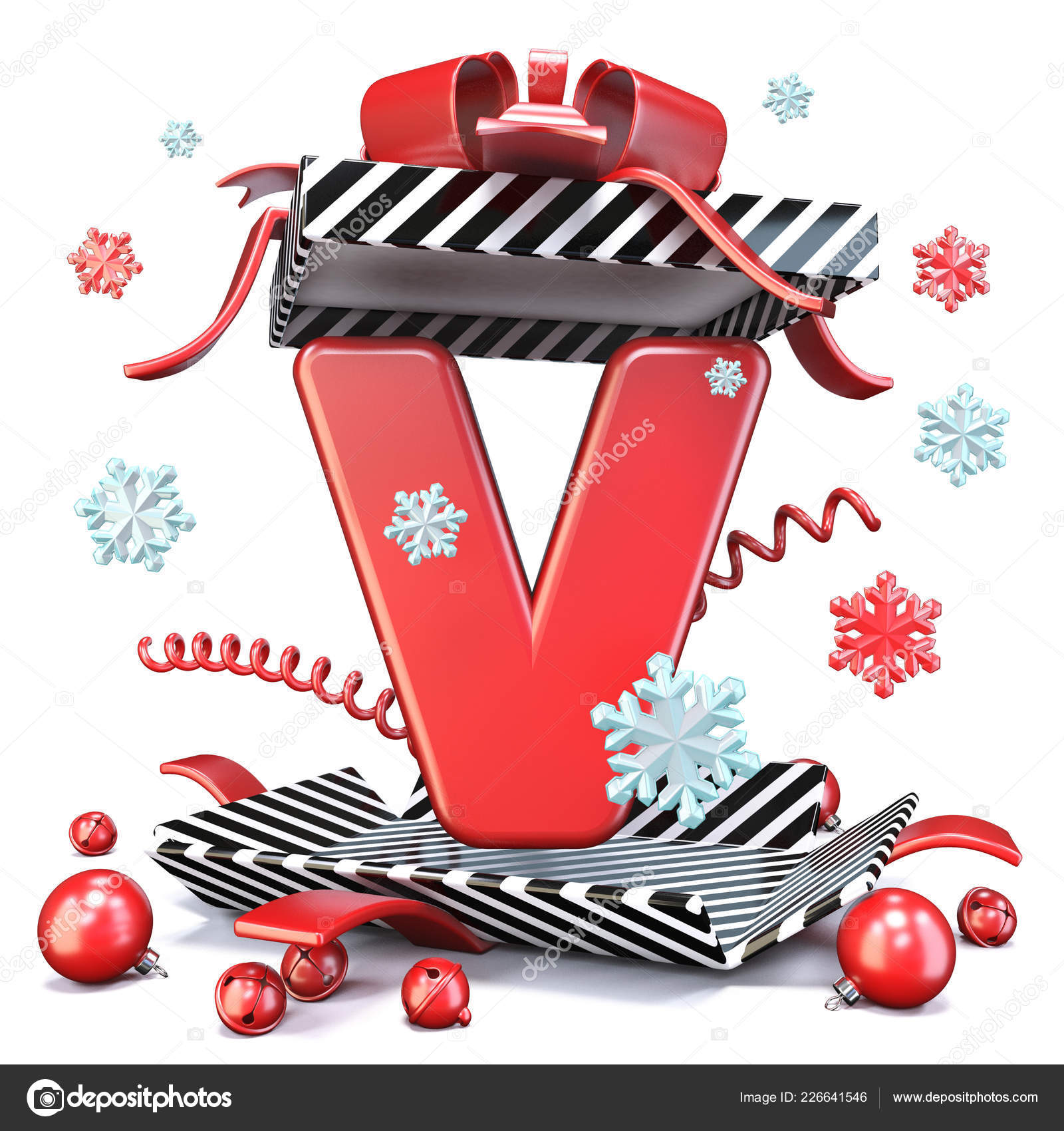 Red Letter Open Gift Box Rendering Illustration Isolated White ...