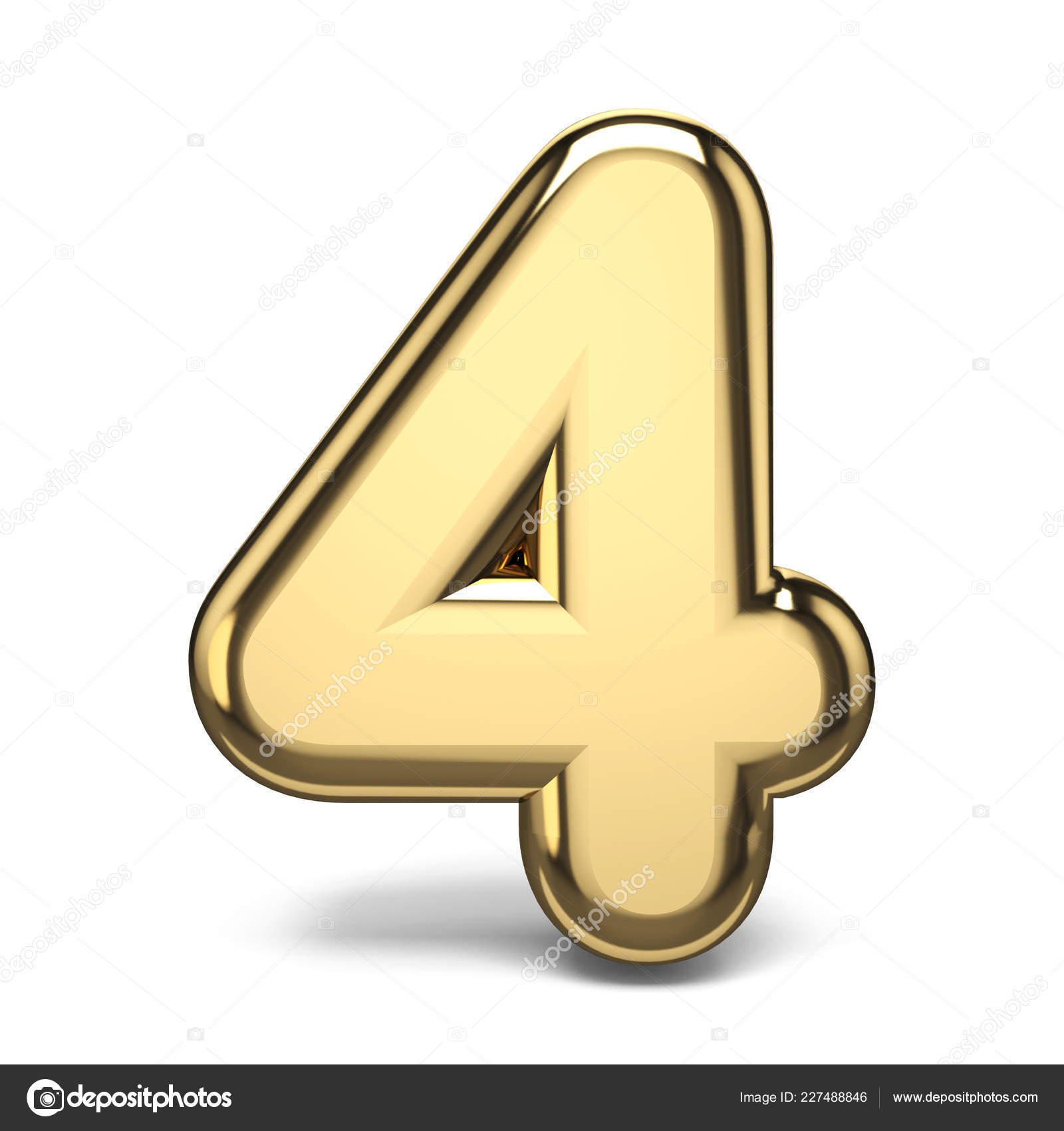 Golden Number Four Render Illustration Isolated White Background Stock ...
