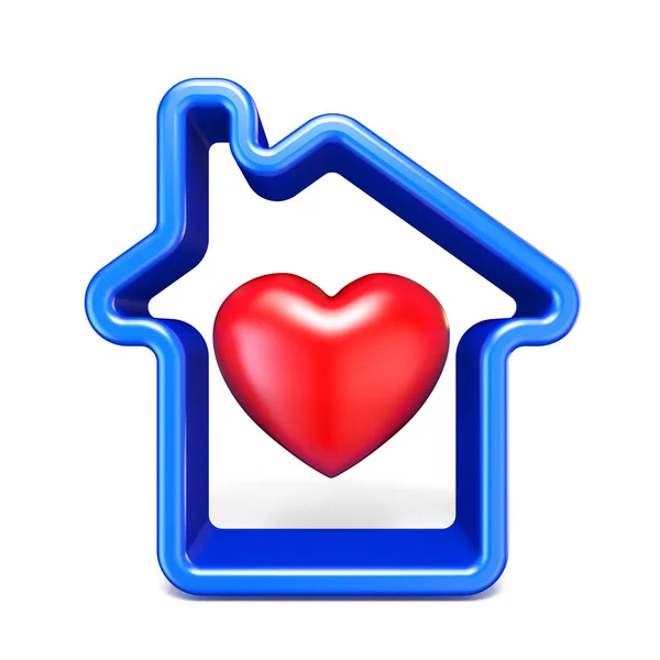 Blue House Outline Sign Target Rendering Illustration Isolated White ...