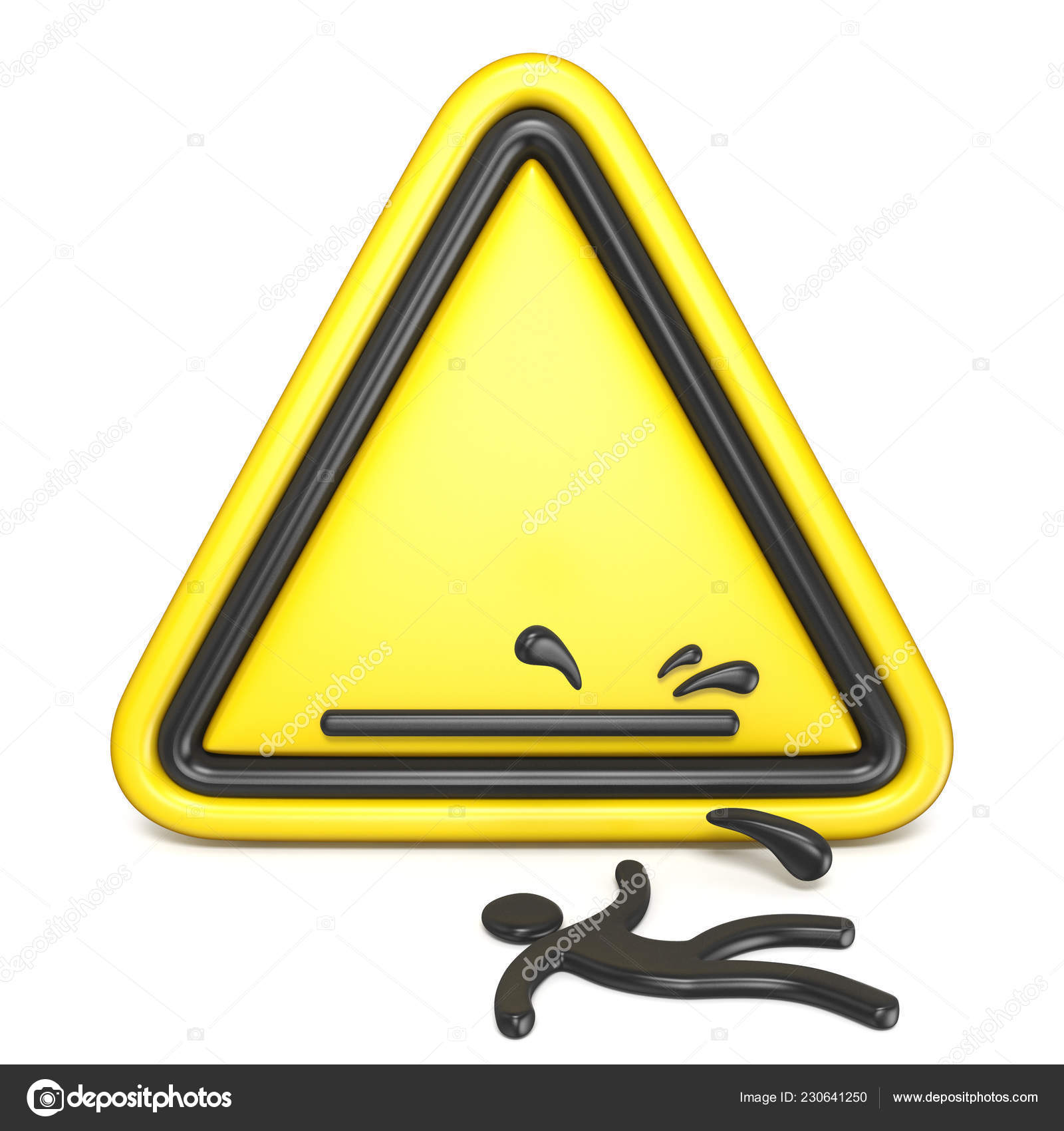 Comic Funny Wet Floor Sign Falling Man Rendering Illustration Isolated ...