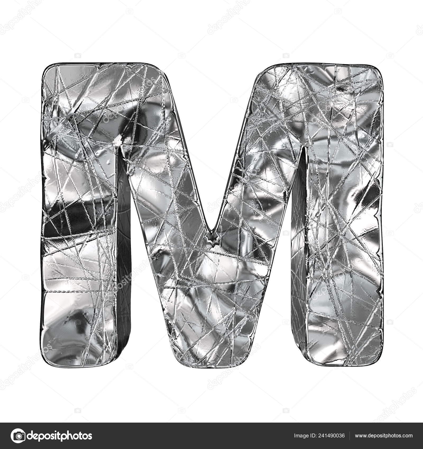 Grunge Aluminium Foil Font Letter Render Illustration Isolated White ...