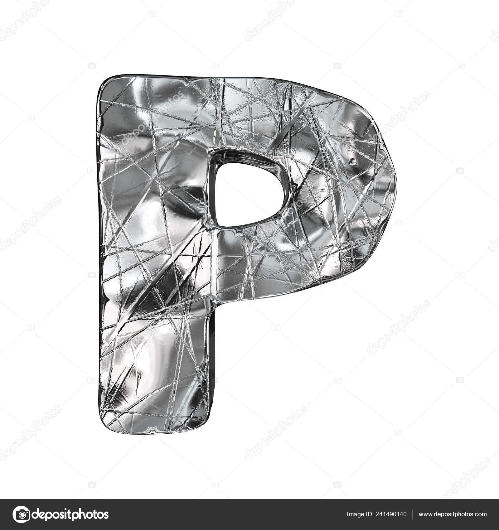 Grunge Aluminium Foil Font Letter Render Illustration Isolated White ...