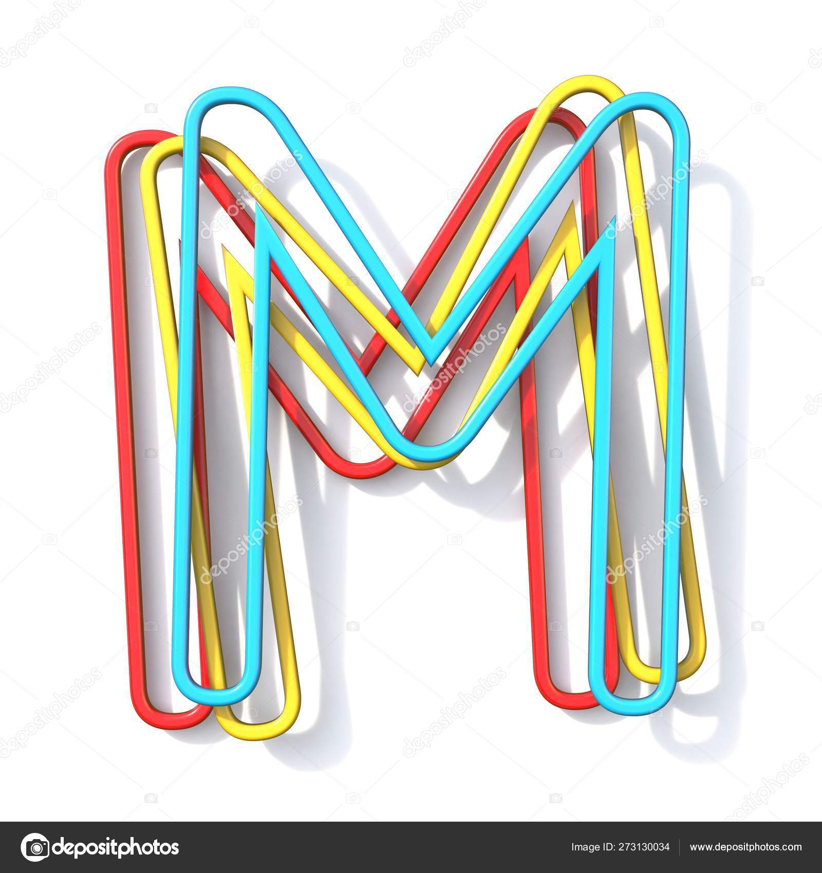 Three basic color wire font Letter M 3D Stock Photo by ©djmilic 273130034
