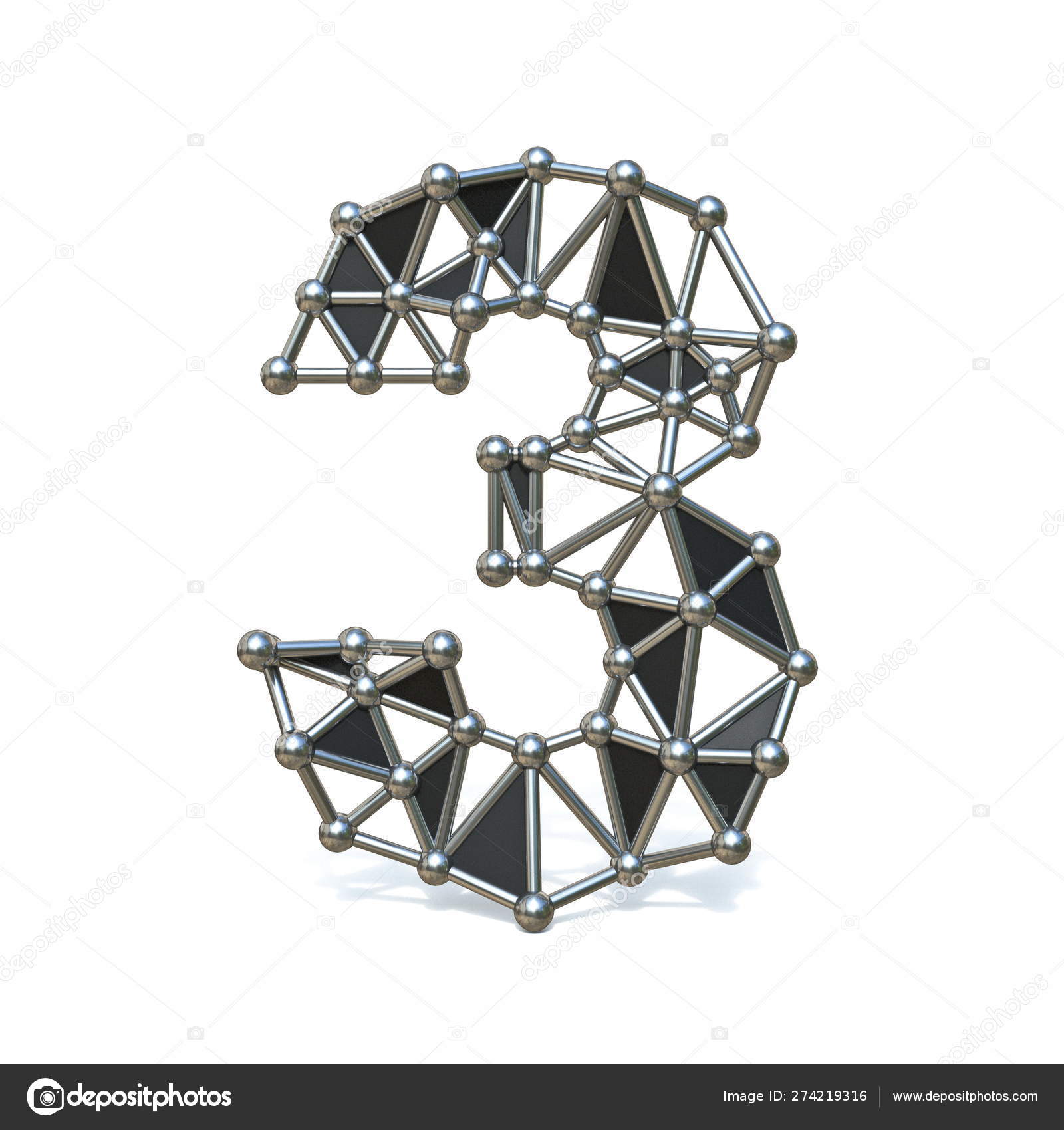 Wire low poly black metal Number 3 THREE 3D Stock Photo by ©djmilic ...