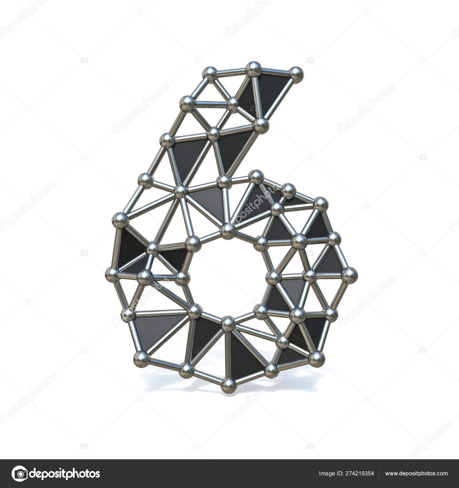 Wire low poly black metal Number 6 SIX 3D Stock Photo by ©djmilic 274219354