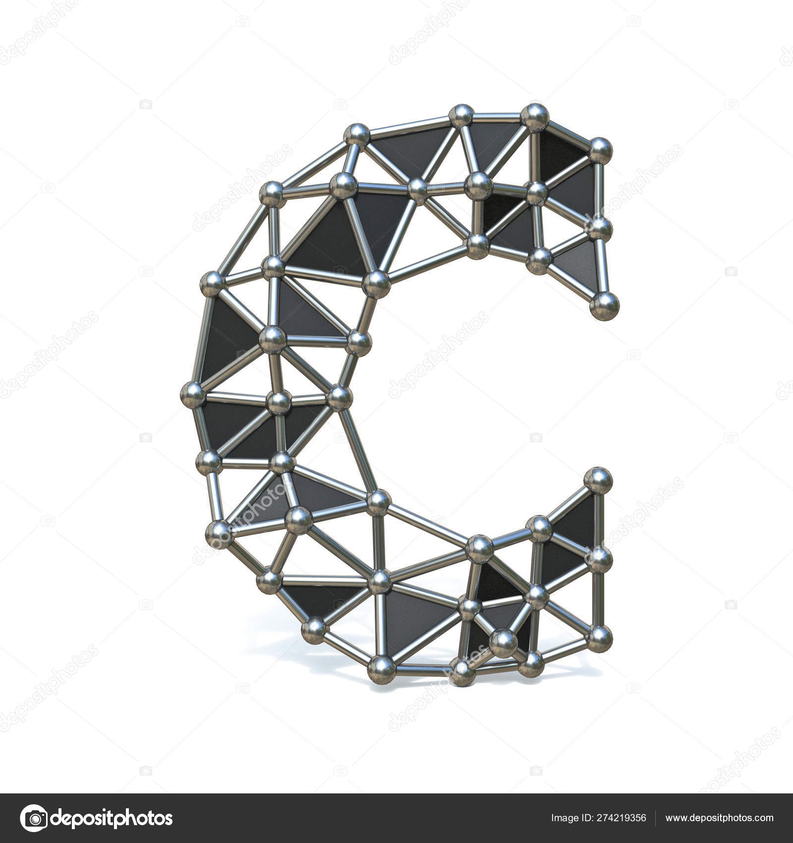 Wire low poly black metal Font Letter C 3D Stock Photo by ©djmilic ...