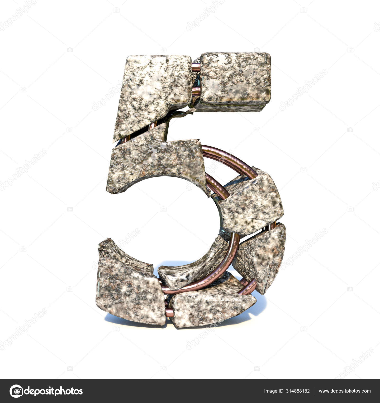 Concrete fracture font Number 5 FIVE 3D Stock Illustration by ©djmilic ...