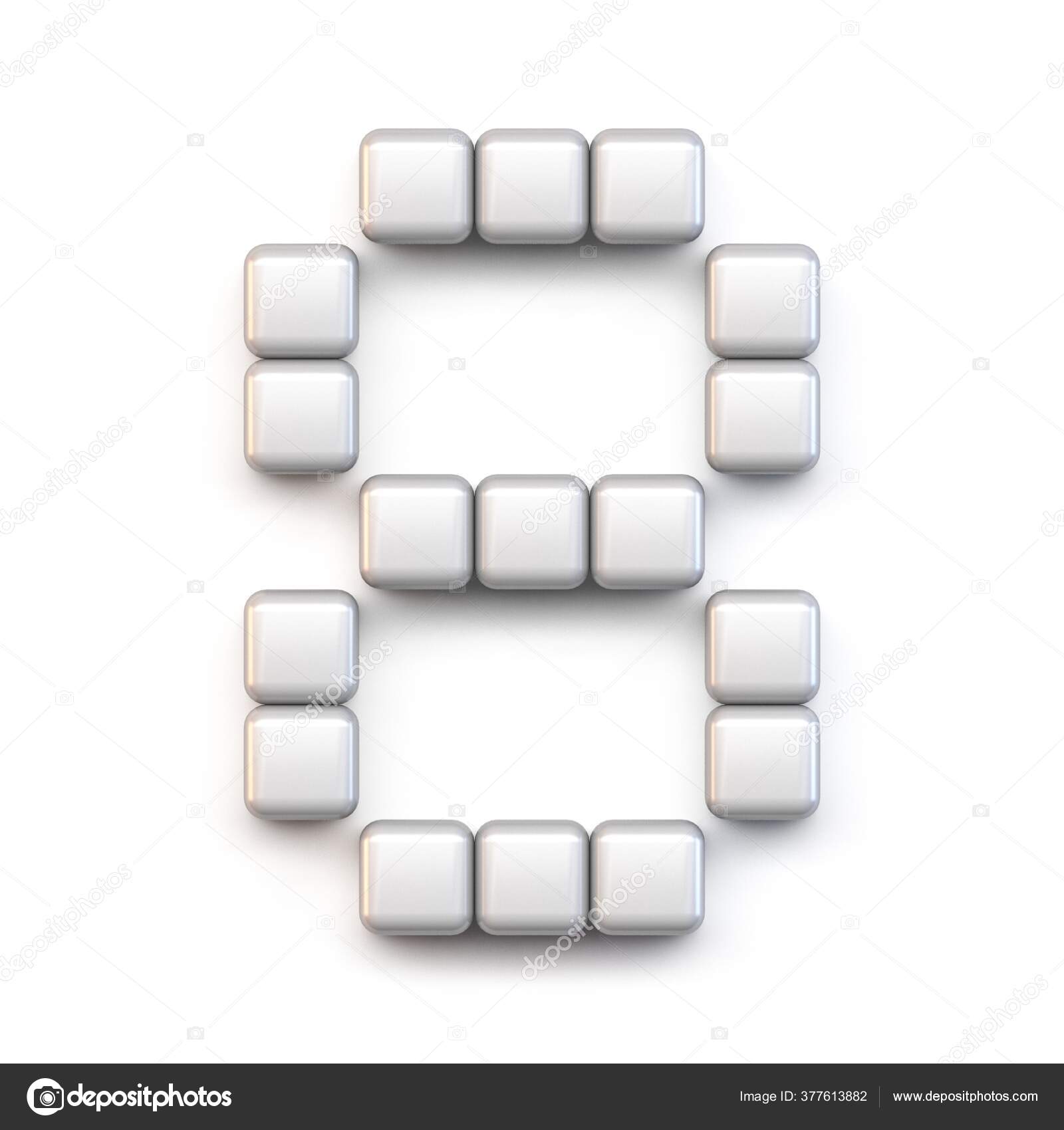 White Cube Pixel Font Number Eight Render Illustration Isolated White ...