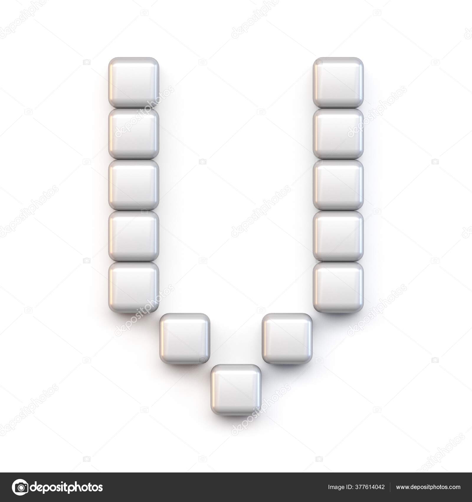 White Cube Pixel Font Letter Render Illustration Isolated White ...