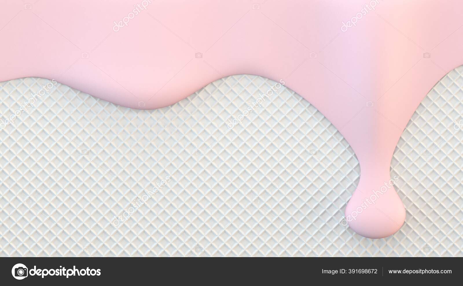 Pink Strawberry Cream Melting Render Illustration Isolated White ...