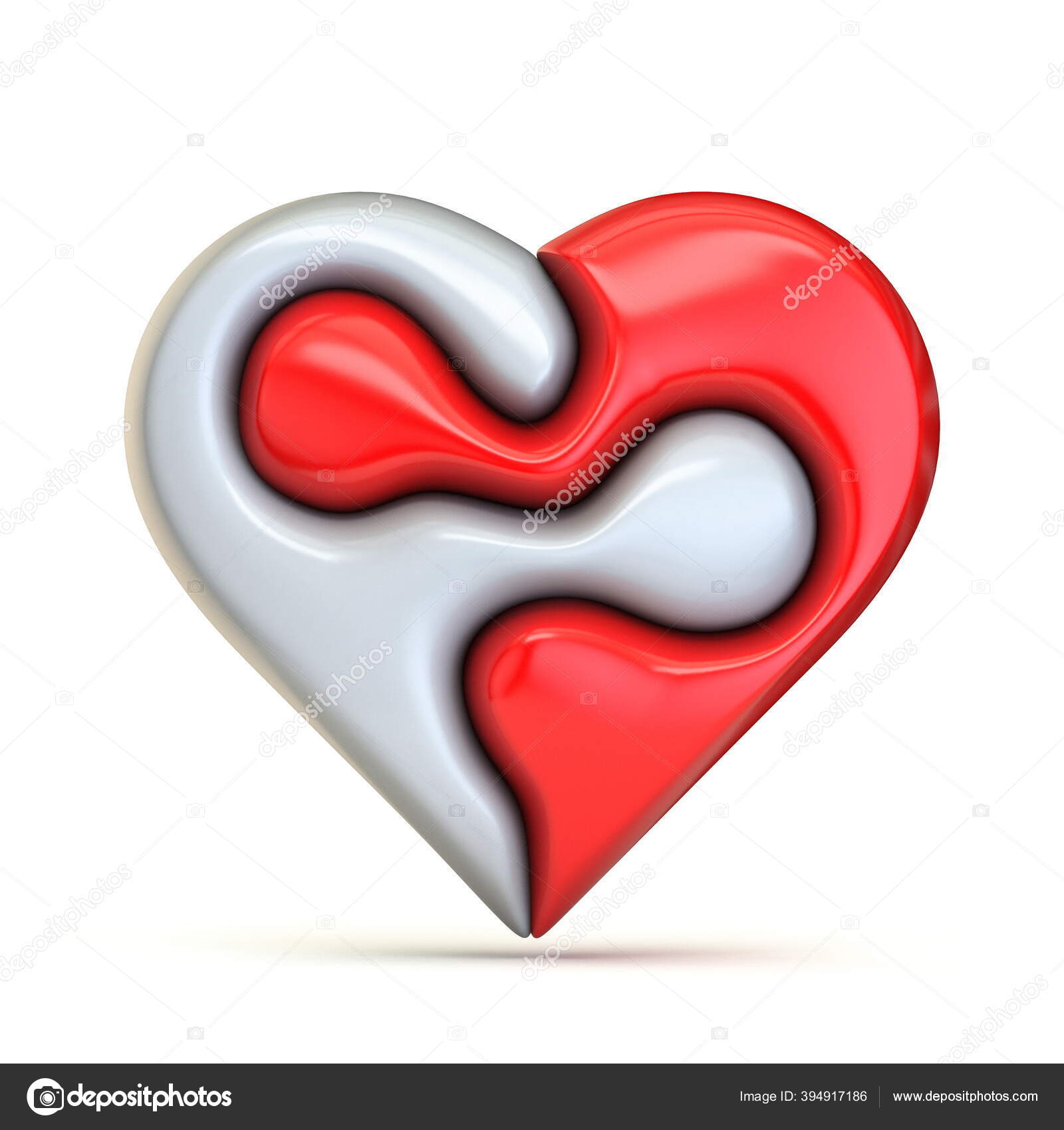Two Pieces Puzzle Heart Render Illustration Isolated White Background ...