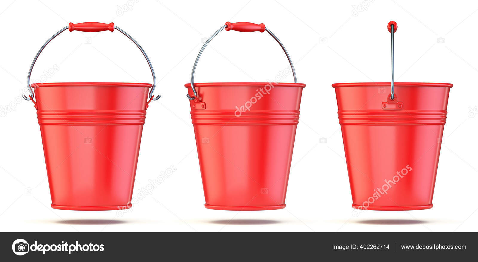 Red Bucket Render Illustration Isolated White Background Stock Photo by ...