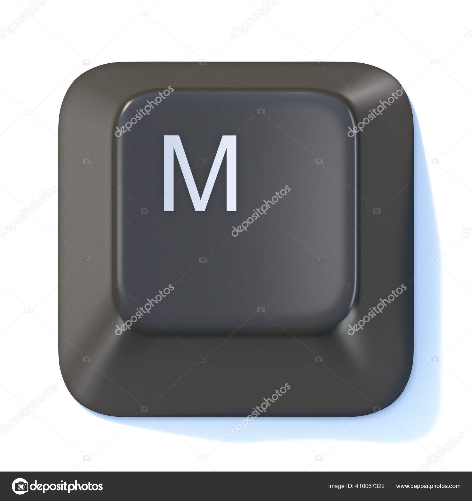 Black Computer Keyboard Key Letter Render Illustration Isolated White ...