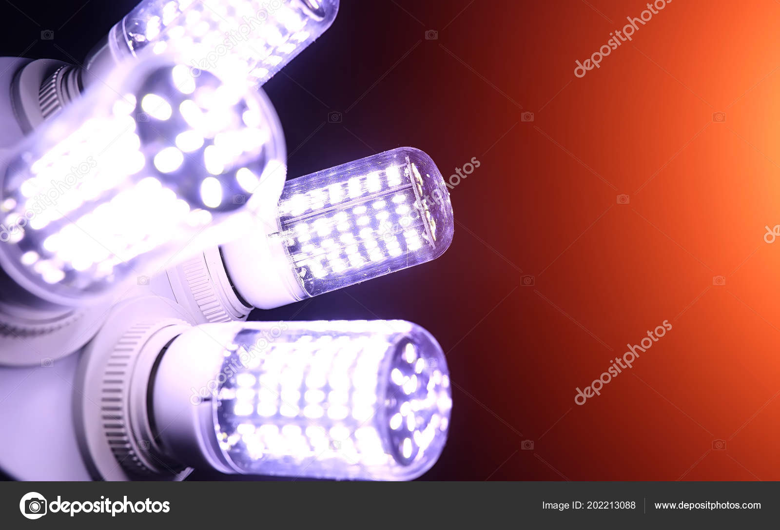 LED elements in the lamp. Lamps with diodes. Many bright lights Stock ...