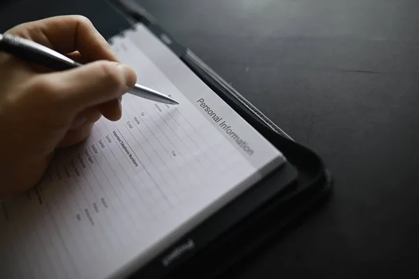 Filling Out Form Personal Information Documents Folder Table Fill ...