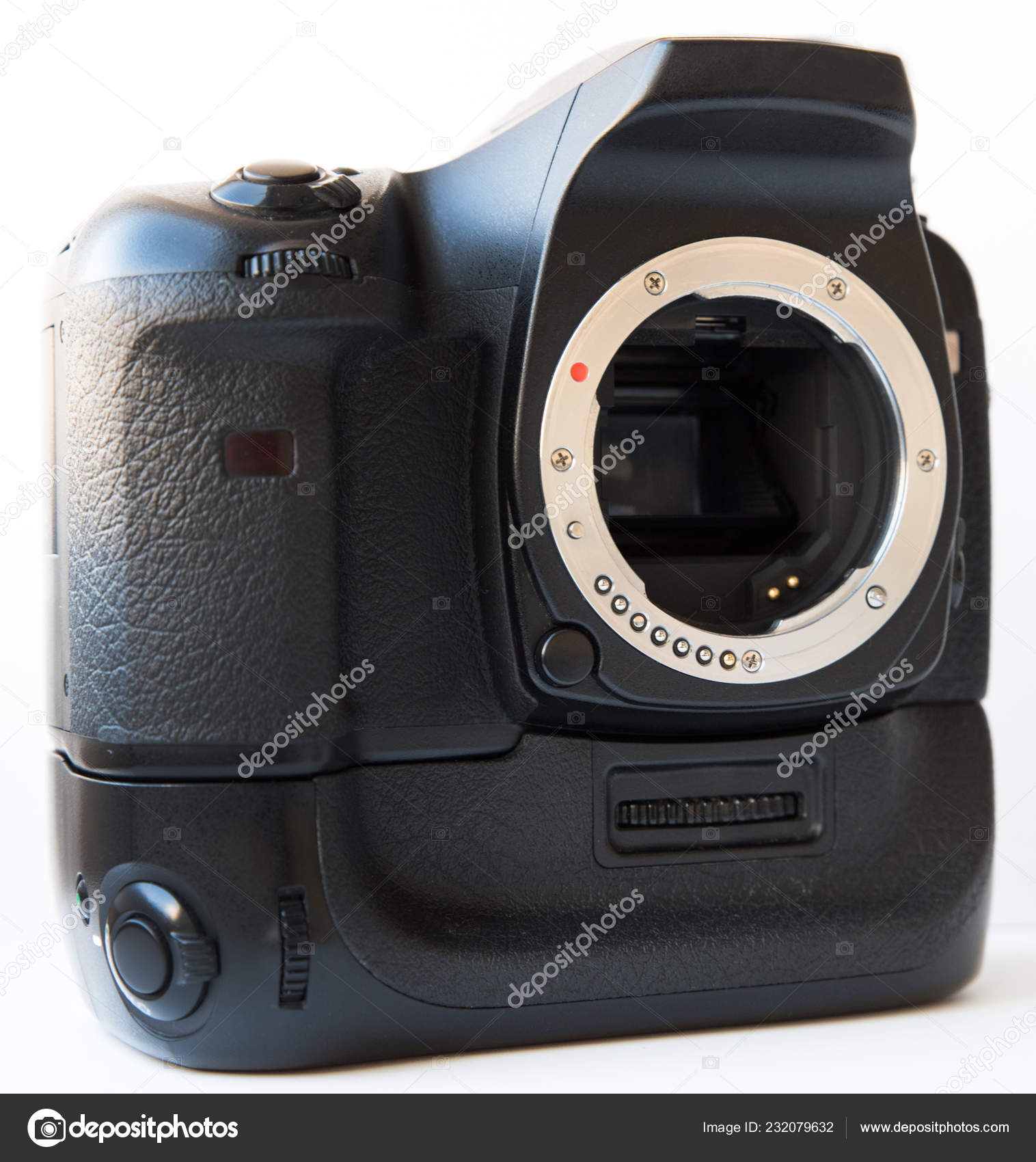 Professional Digital Slr Camera Lens Vertical Battery Grip Isolated ...