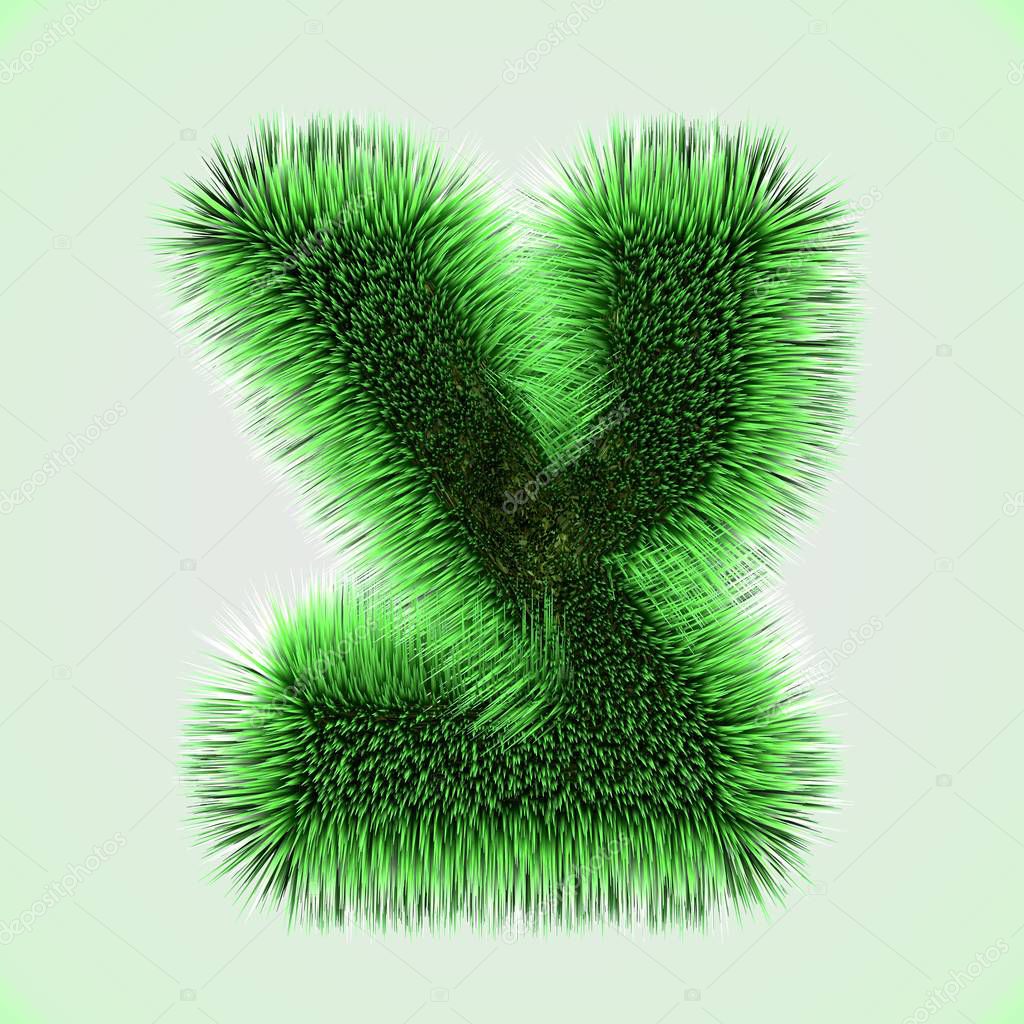 3d hierba hebrea letra Tsadi del alfabeto hebreo. Aislado en el símbolo ...