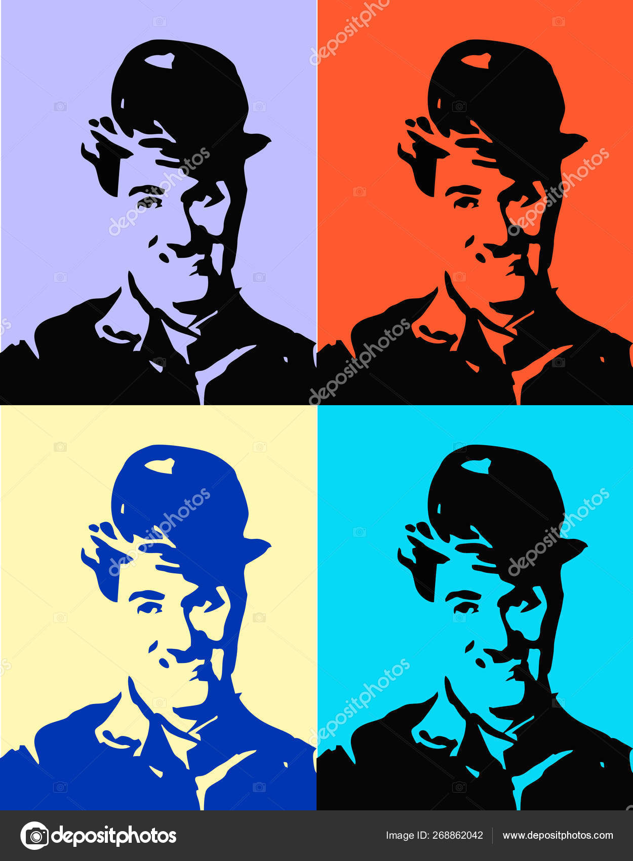 Charlie Chaplin Line Art Vector Retrato Vector de stock #268862042 de ...