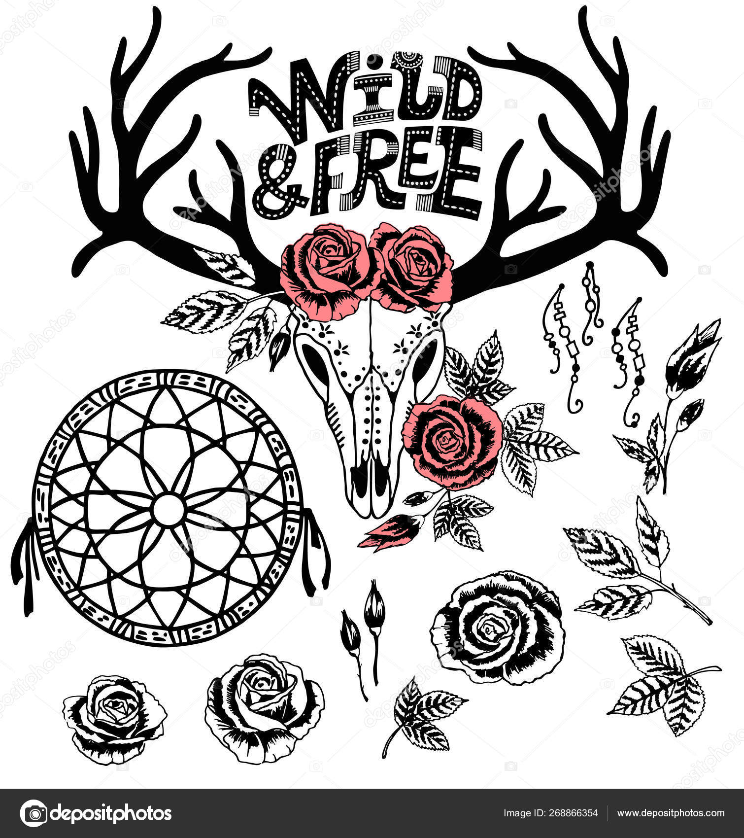 Tribal Deer Skull Designs