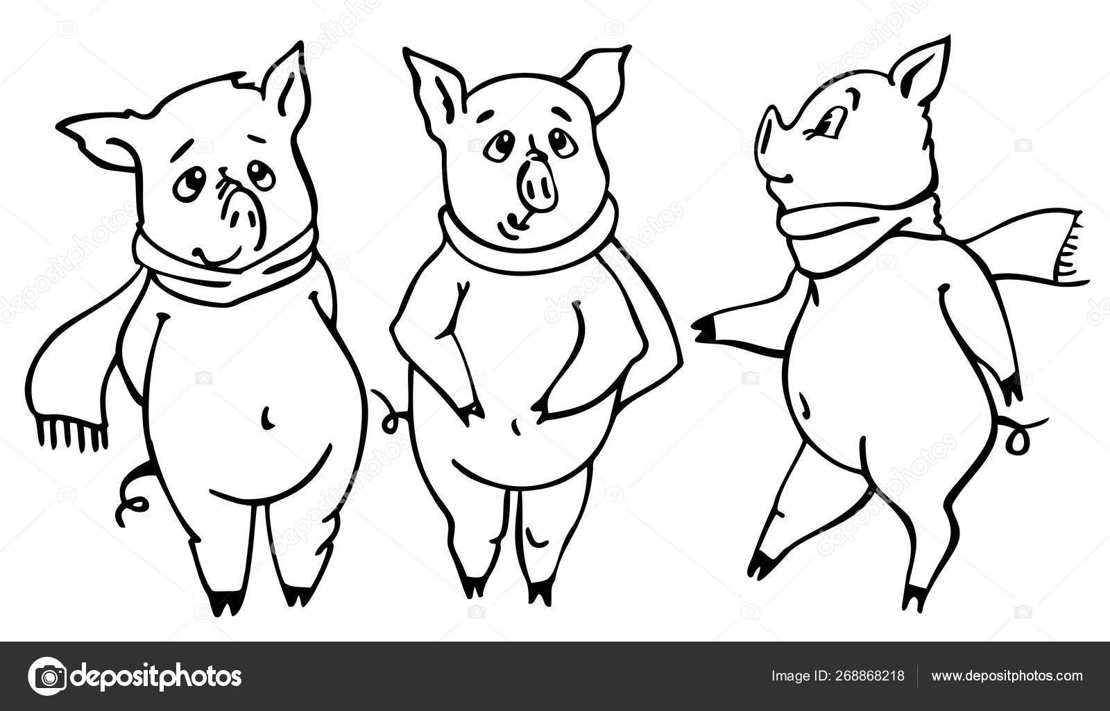 Three Little Pigs Black And White