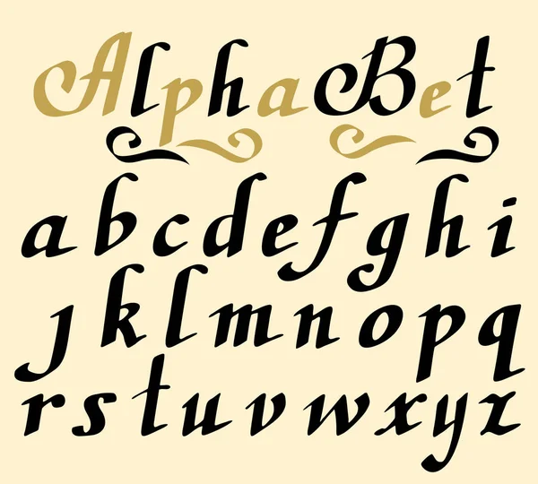 Ruling pen script lettering font, handwritten calligraphic alphabet ...