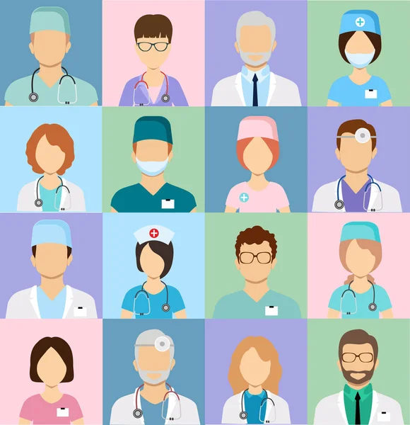 Professional Doctor Avatars Isolated White Background Medicine ...
