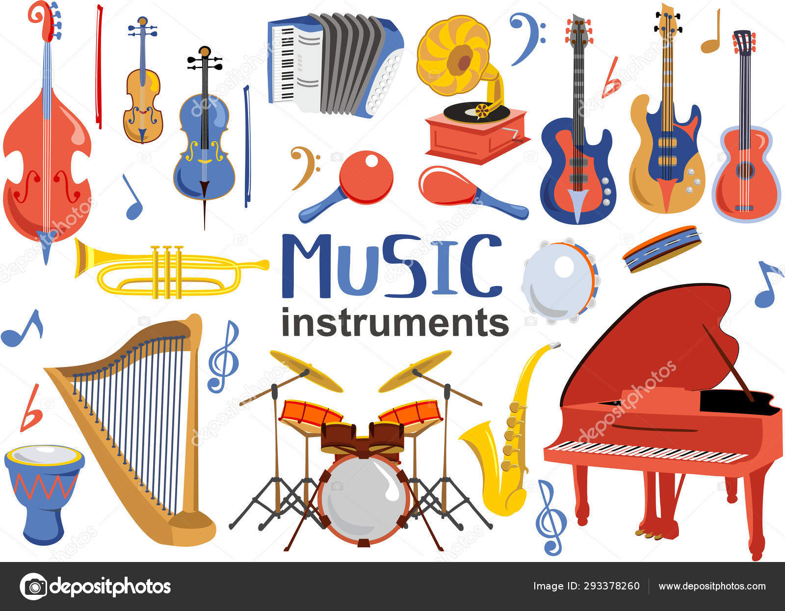 Set Musical Instruments Simply Vector Illustration Stock Vector by ...