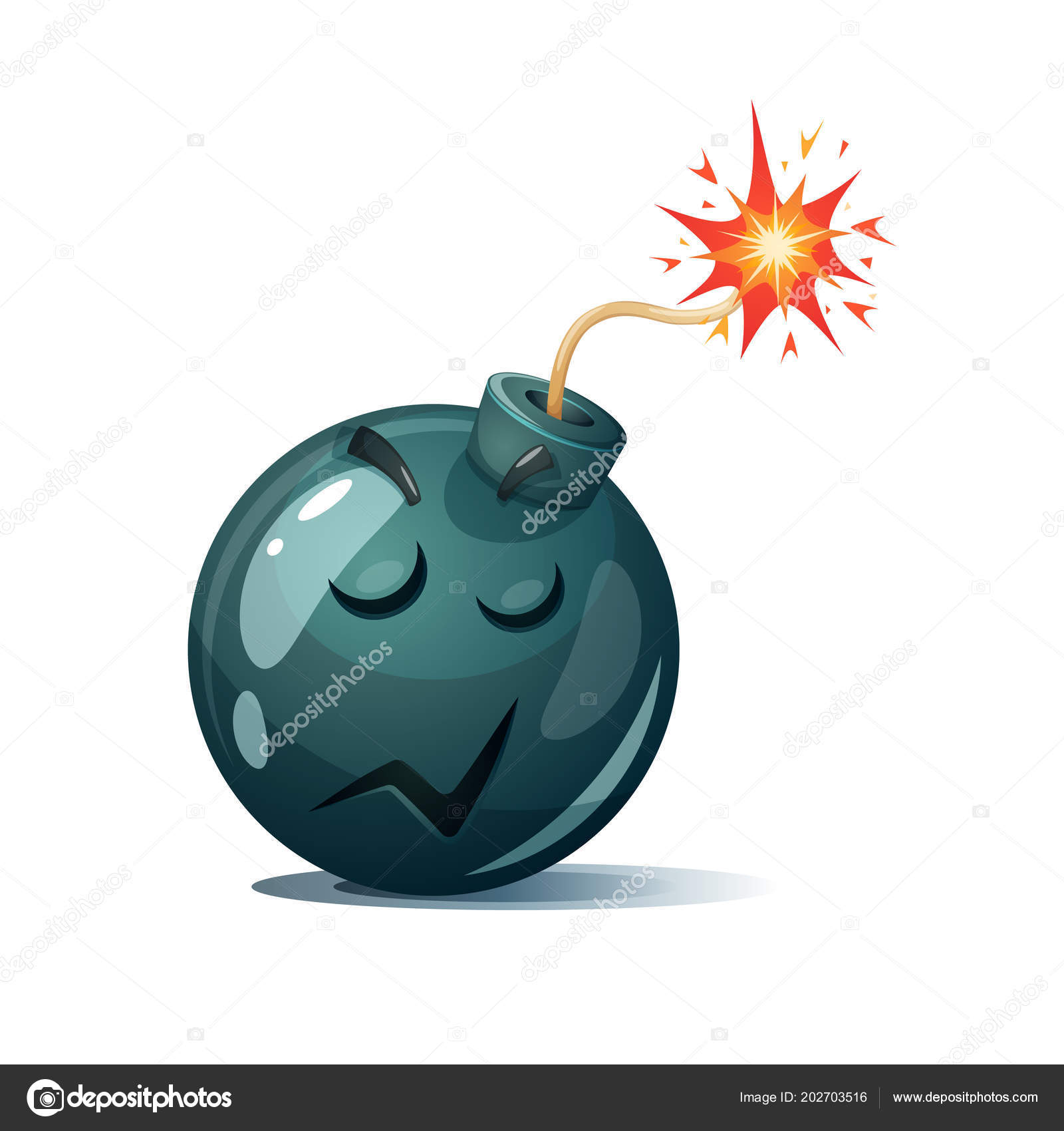 Lindo, divertido, loco personaje de la bomba de dibujos animados ...